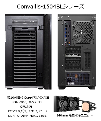 新製品 簡易水冷式 LGA-2066 Core-iX/iXE CPU, X299 PCH搭載、PCIe3.0バス装備、マルチGPUサポート静音 ...